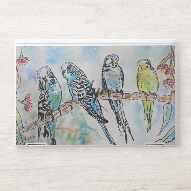 Budgie Watercolour Painting Bird birds Whimsical HP Laptop Skin | Zazzle
