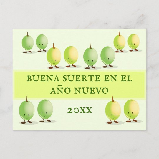 Buena Suerte Twelve Grapes Lucky New Year Holiday Postcard | Zazzle.com