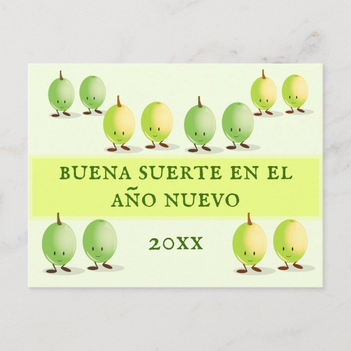 Buena Suerte Twelve Grapes Lucky New Year Holiday Postcard | Zazzle.com