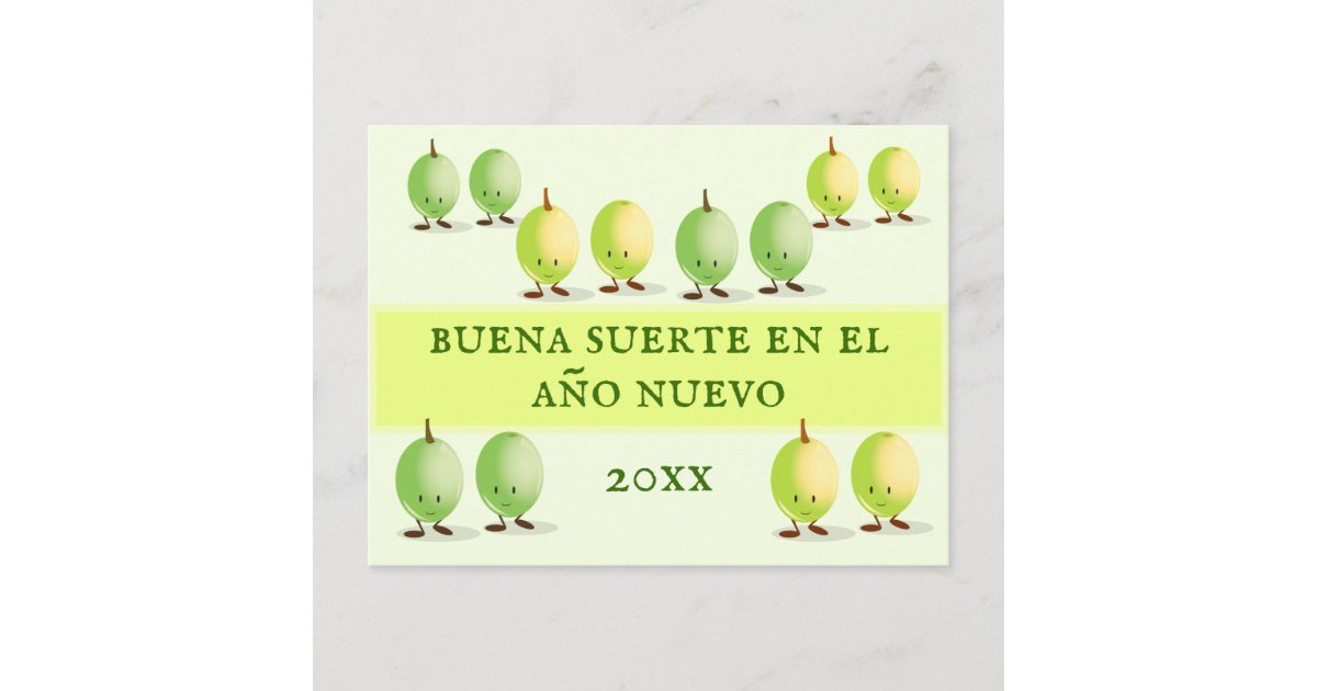 Buena Suerte Twelve Grapes Lucky New Year Holiday Postcard | Zazzle