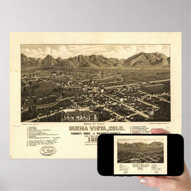 Buena Vista Colorado 1882 Panoramic Map Poster | Zazzle