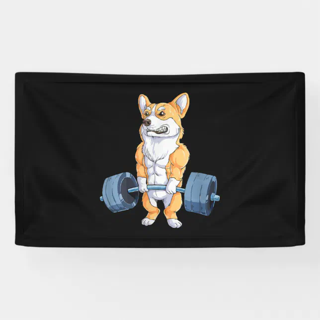 Buff Power Lifting Corgi Bodybuilder Banner | Zazzle