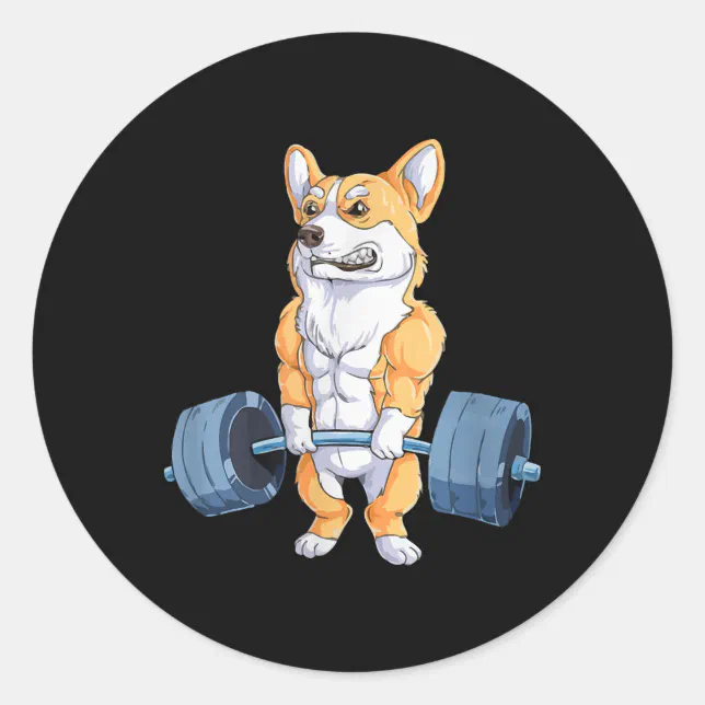 Buff Power Lifting Corgi Bodybuilder Classic Round Sticker | Zazzle