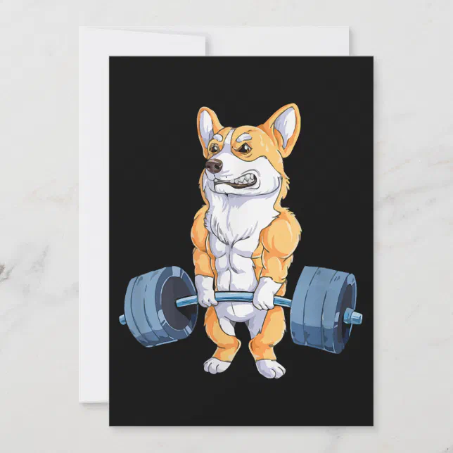 Buff Power Lifting Corgi Bodybuilder Holiday Card | Zazzle