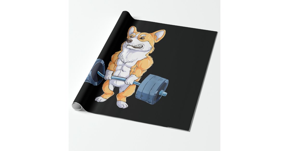 Buff Power Lifting Corgi Bodybuilder Wrapping Paper | Zazzle