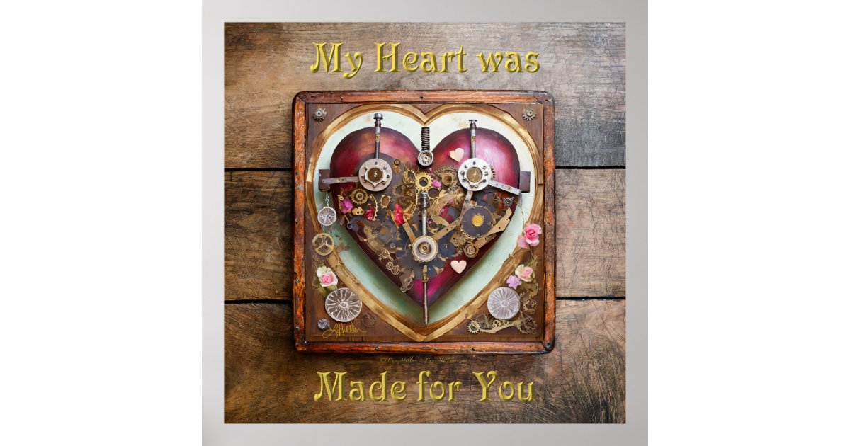 Buff Red Heart Steampunk Series Poster | Zazzle