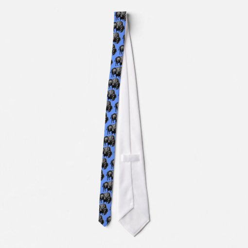 Buffalo American Bison Vintage Wood Engraving Tie | Zazzle