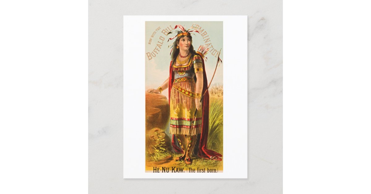 Buffalo Bill Handsomest Indian Maiden 1880s Postcard | Zazzle