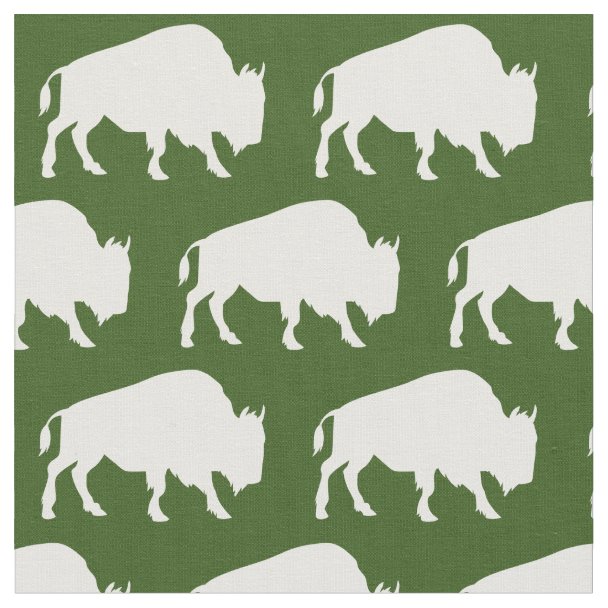 Cute Buffalo Bison Cartoon Kids Fabric | Zazzle