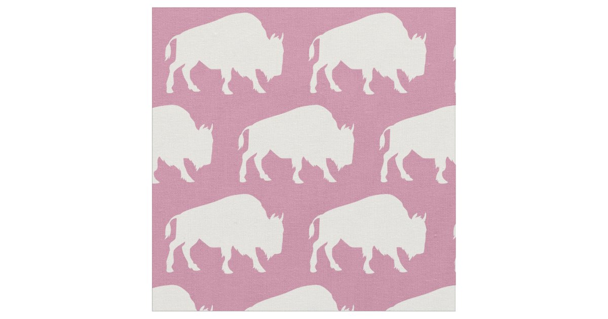 Buffalo Bison Silhouettes Pink Fabric | Zazzle