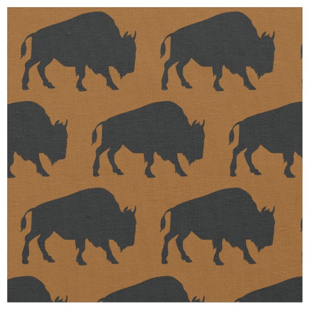 Buffalo Bison Silhouettes Pink Fabric | Zazzle