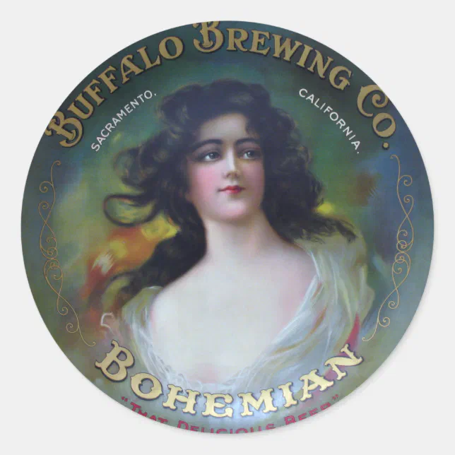 Buffalo Brewing Company, Sacramento, CA Classic Round Sticker | Zazzle