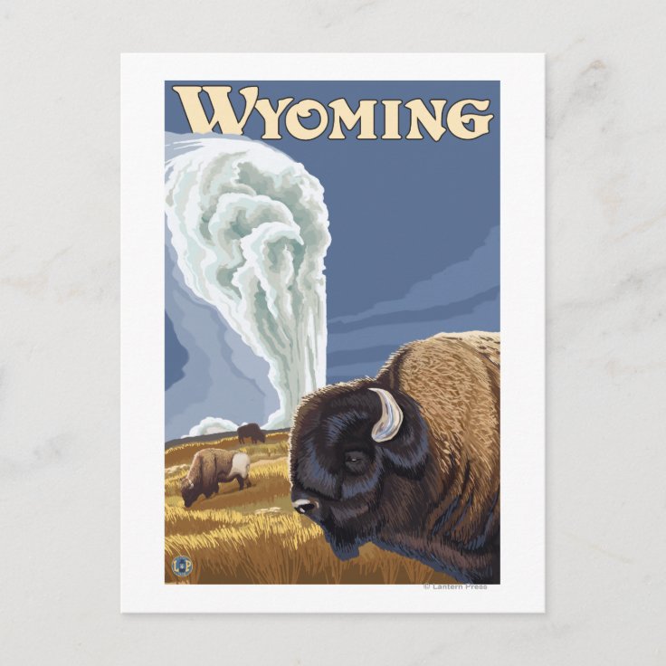 Buffalo by Old Faithful Vintage Travel Poster Postcard | Zazzle