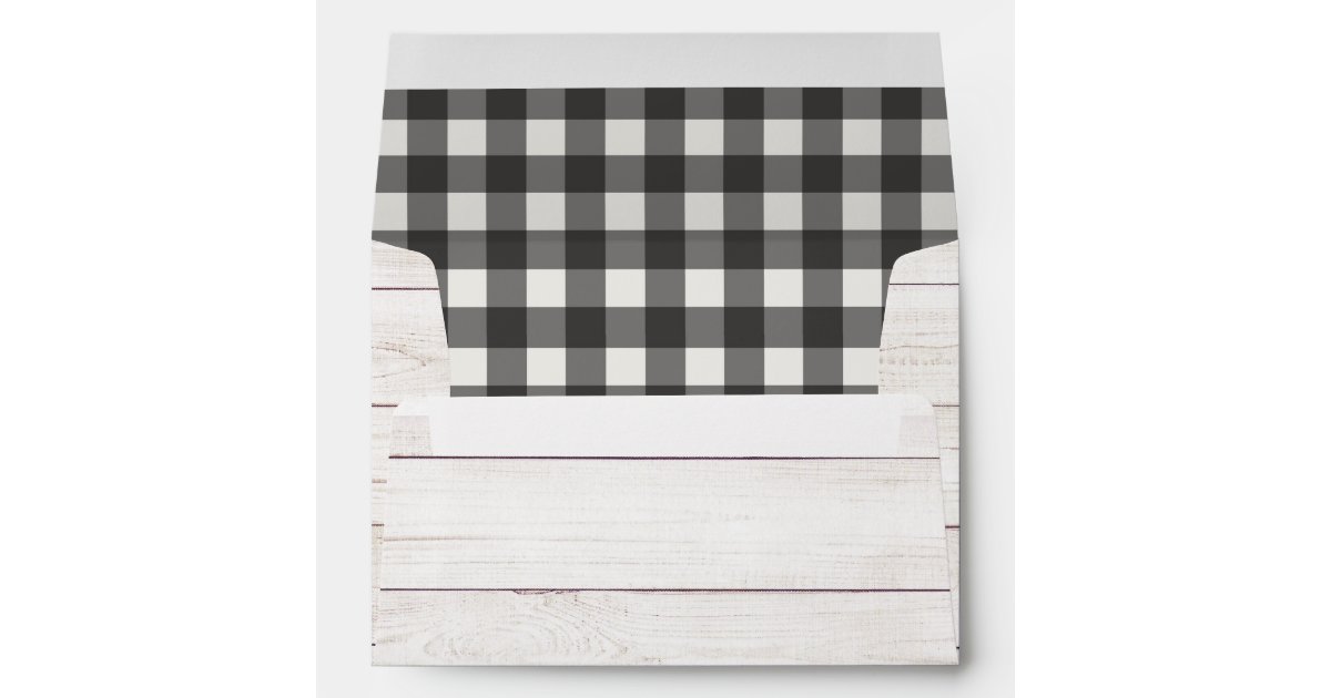 Buffalo Check and Shiplap | Rustic Farmhouse Envelope | Zazzle