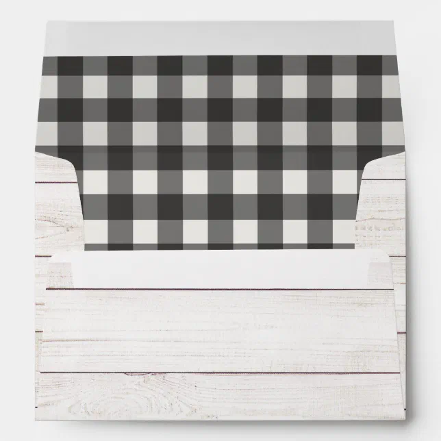 Buffalo Check and Shiplap | Rustic Farmhouse Envelope | Zazzle