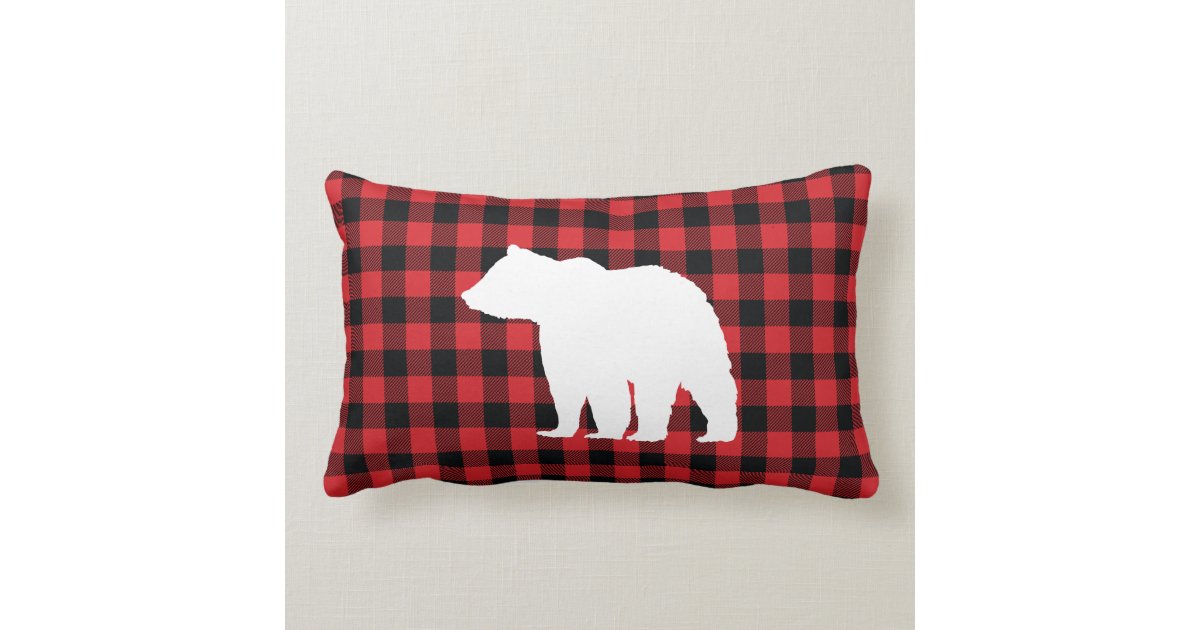 Buffalo Check Bear Wilderness Cabin Throw Pillow | Zazzle.com