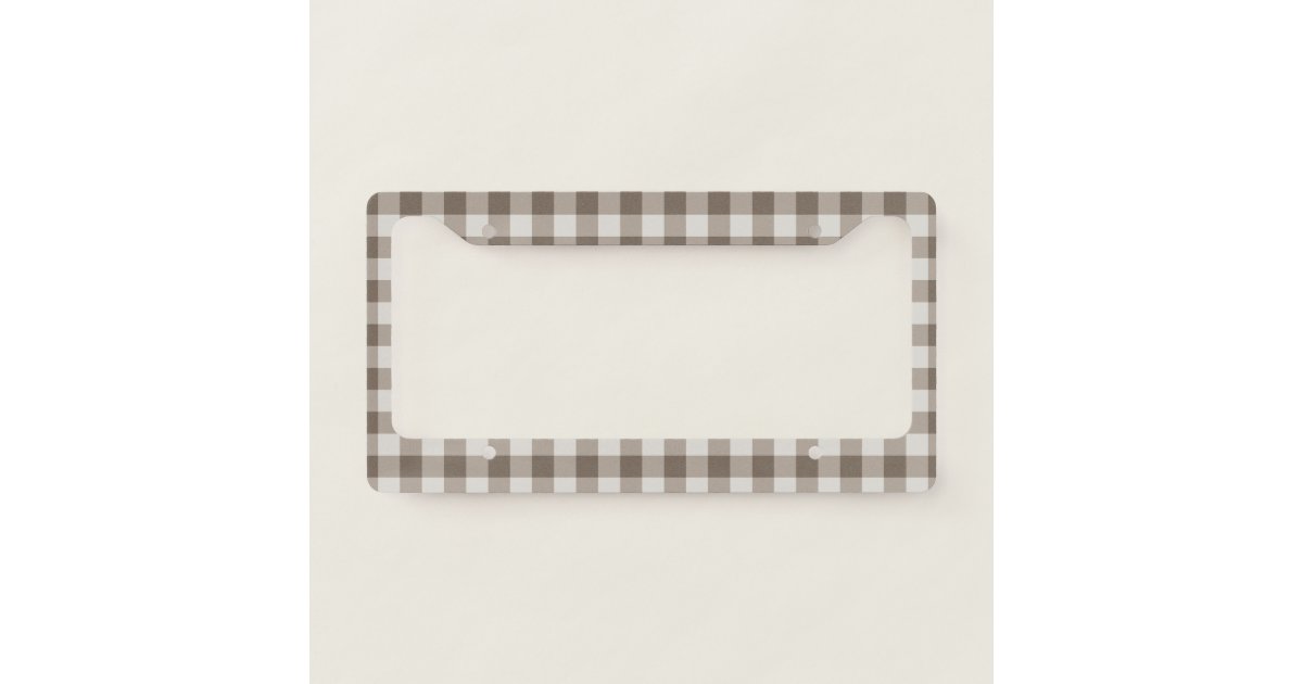 Buffalo Check Beige Cream Ivory Gingham License Plate Frame | Zazzle
