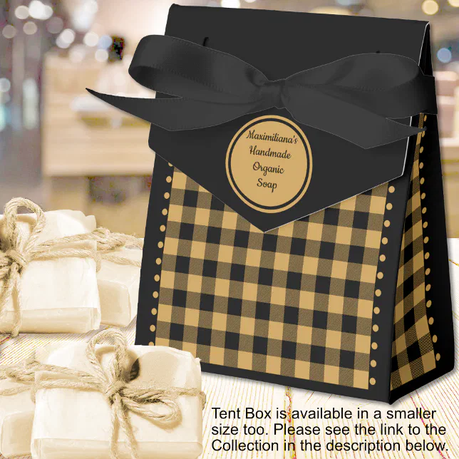 Buffalo Check - Black and Gold - 4x2x5 Tent Favor Boxes | Zazzle