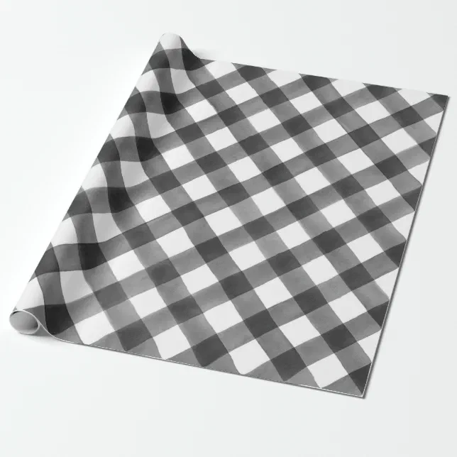 Buffalo Check Black & White Plaid Gift Wrapping Paper | Zazzle