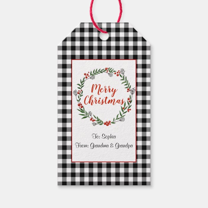 Buffalo Check Christmas Gift Tags | Zazzle.com