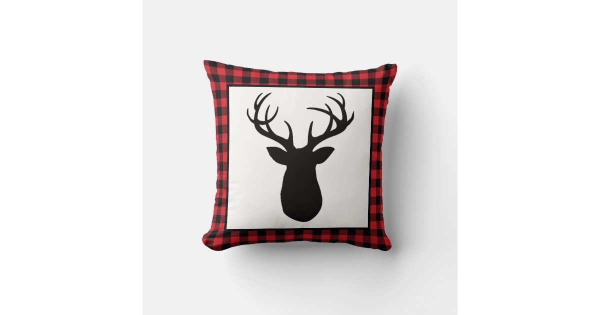 Buffalo Check Deer Wilderness Cabin Throw Pillow | Zazzle