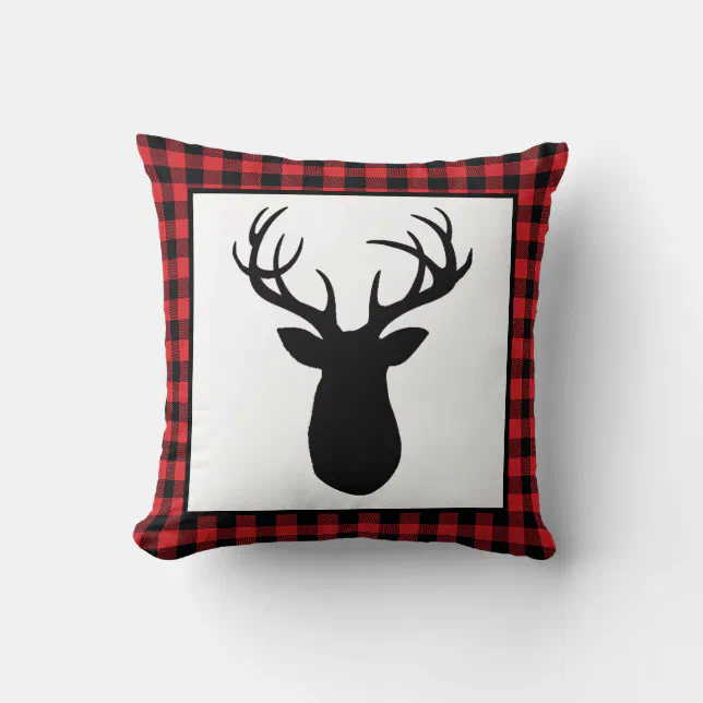 Buffalo Check Deer Wilderness Cabin Throw Pillow | Zazzle