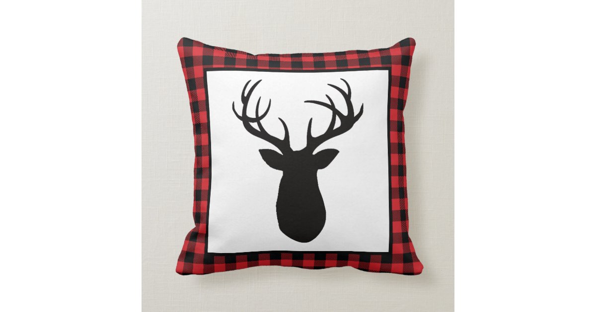 Buffalo Check Deer Wilderness Cabin Throw Pillow | Zazzle.com