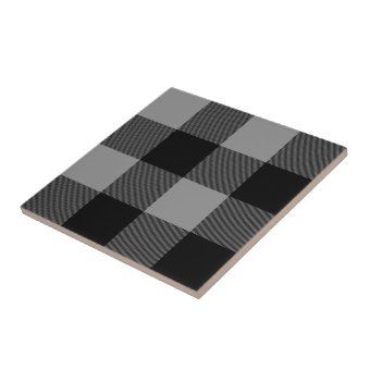 Buffalo Check Gray and Black Squares Plaid Ceramic Tile | Zazzle