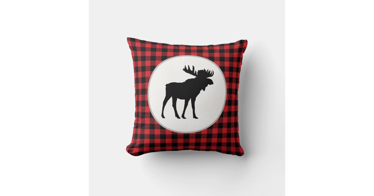 Buffalo Check Moose Wilderness Cabin Throw Pillow | Zazzle