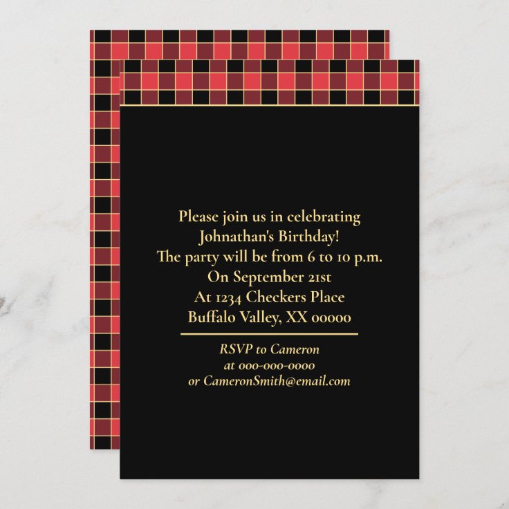 Buffalo Check Pattern Custom Colors SVG Party Invitation | Zazzle
