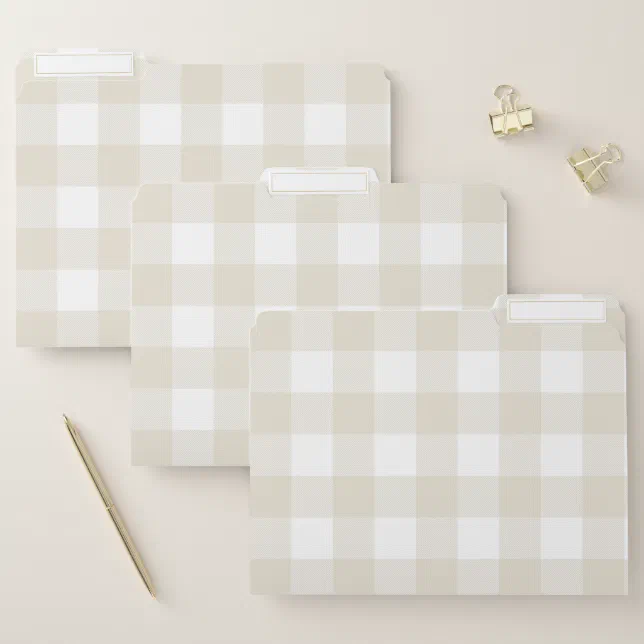 Buffalo Check Plaid Beige and White Farmhouse File Folder | Zazzle