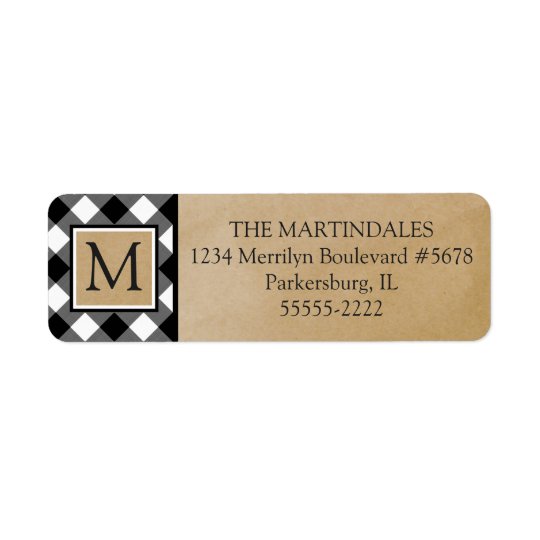 Buffalo Check Plaid Kraft Paper Monogram Label | Zazzle.com