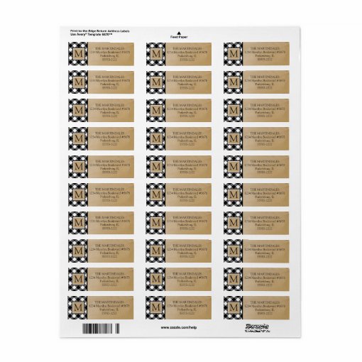 Buffalo Check Plaid Kraft Paper Monogram Label | Zazzle
