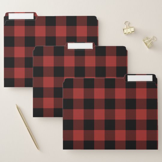 Buffalo Check Plaid Red and Black Rustic File Folder | Zazzle.com
