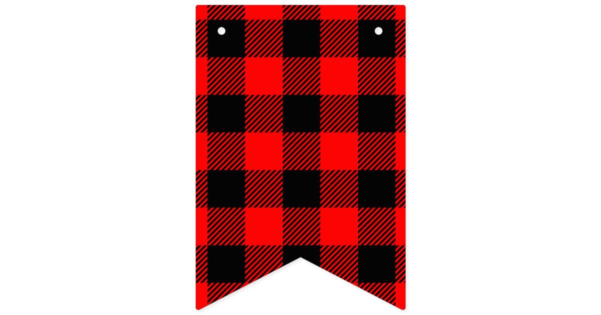 Buffalo Check Red and Black Lumberjack Plaid Decor Bunting Flags | Zazzle