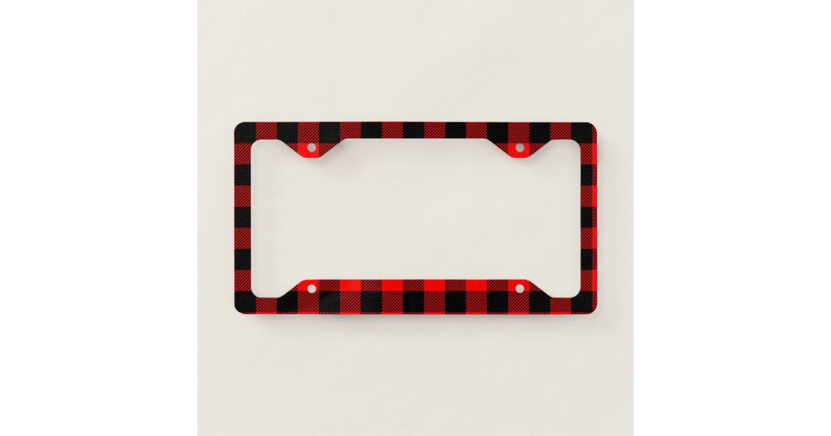 Buffalo Check Red and Black Lumberjack Plaid Decor License Plate Frame ...