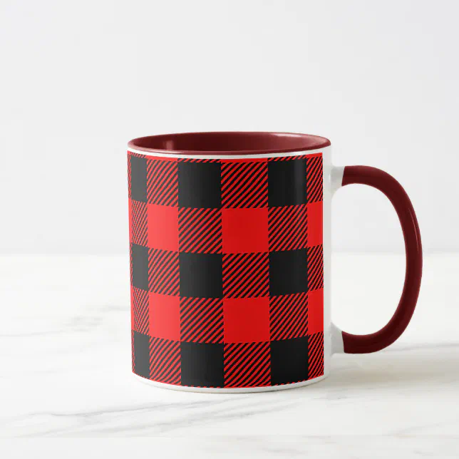 Buffalo Check Red and Black Lumberjack Plaid Decor Mug | Zazzle