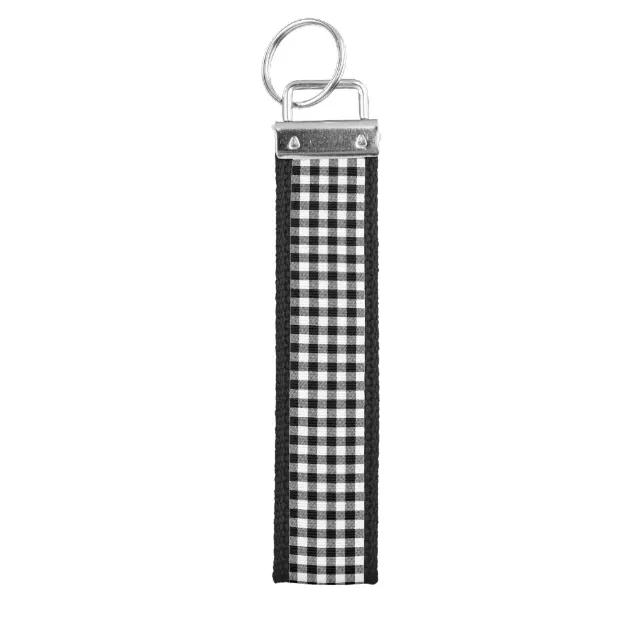 Buffalo Gingham Black And White Check Plaid Therma Wrist Keychain | Zazzle