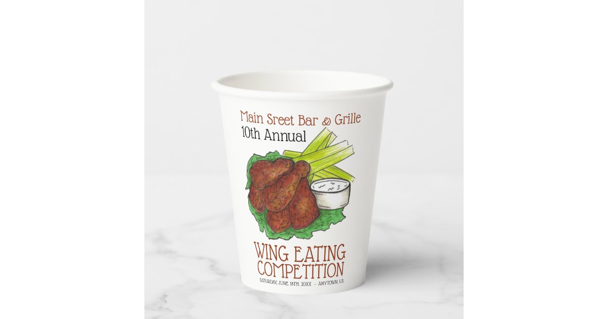 Buffalo Hot Chicken Wings Wing Eating Competition Paper Cups | Zazzle