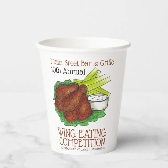 Buffalo Hot Chicken Wings Wing Eating Competition Paper Cups | Zazzle