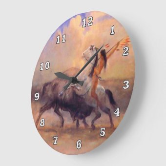 Buffalo Hunter Native American Clock | Zazzle