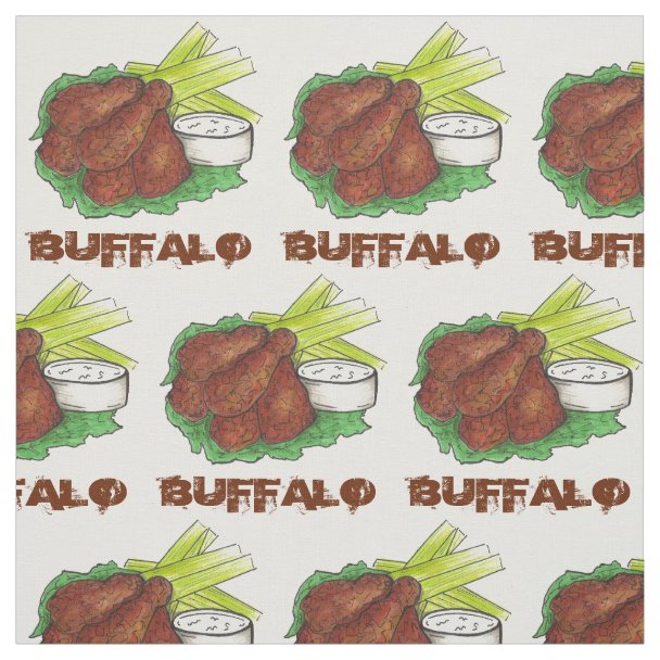 Buffalo, NY Hot BBQ Chicken Wing Wings Food Fabric | Zazzle