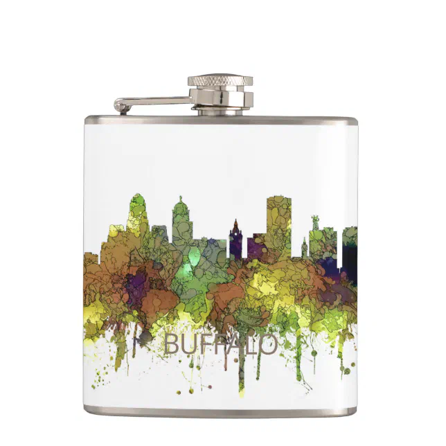 Buffalo New York Skyline SG - Safari Buff Flask | Zazzle