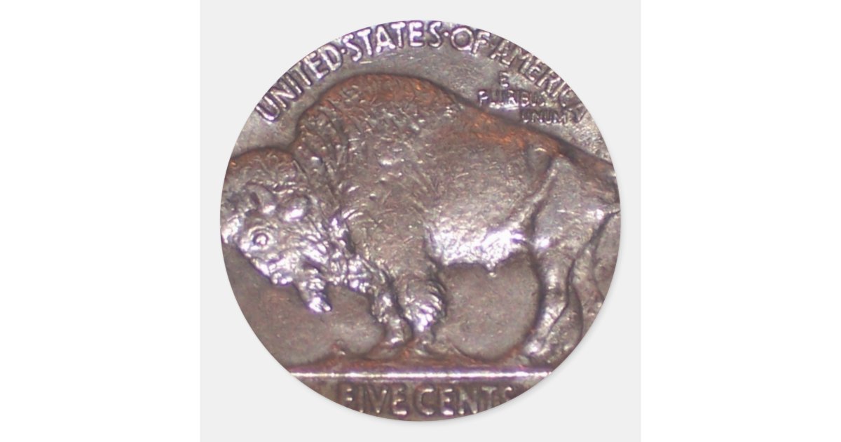 Buffalo Nickel Classic Round Sticker | Zazzle