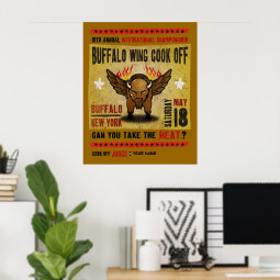 Buffalo, NY - Fire Hot Buffalo Wing Cook-Off Poster | Zazzle