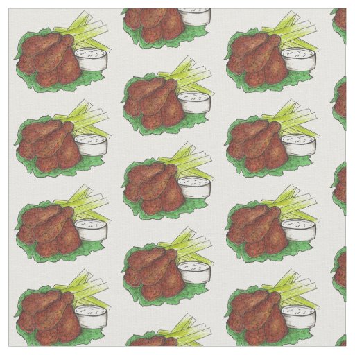 Buffalo, NY Hot BBQ Chicken Wing Wings Food Fabric | Zazzle