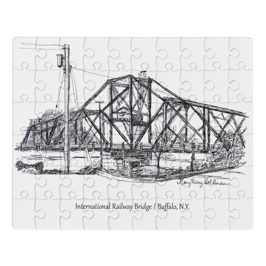Buffalo NY Railway Bridge Ink Sketch Jigsaw Puzzle | Zazzle