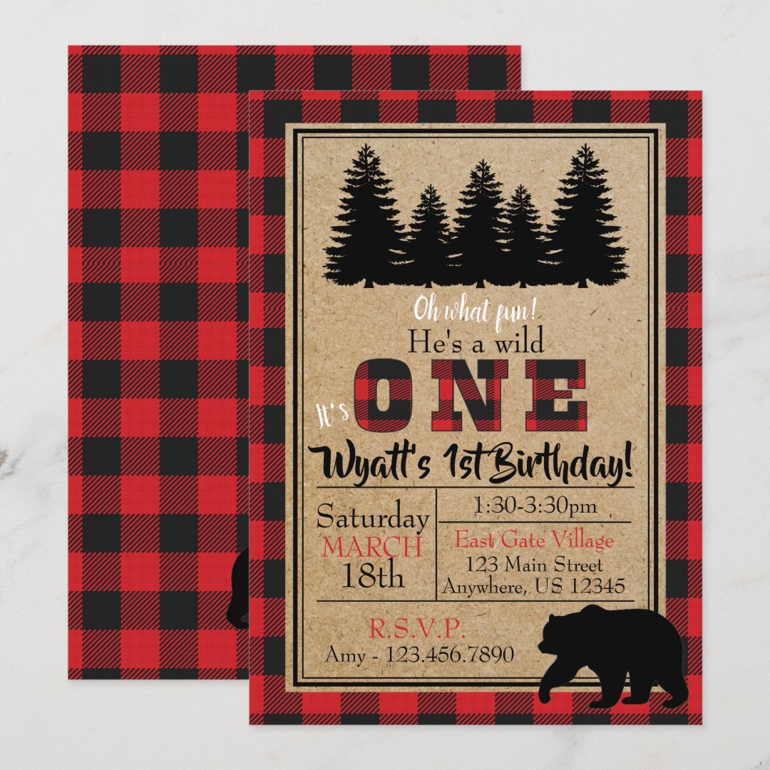 Buffalo Plaid Birthday Invitation | Zazzle