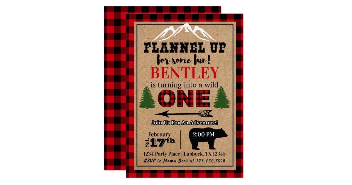Buffalo Plaid Birthday Invitation | Zazzle.com