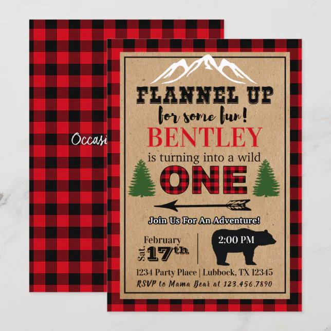Buffalo Plaid Birthday Invitation | Zazzle